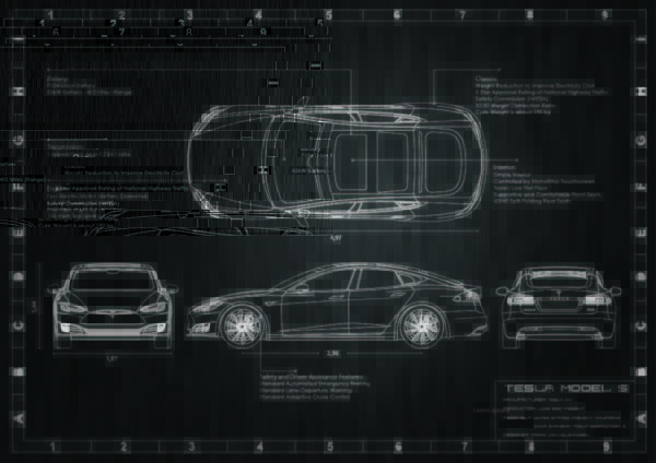 Tesla Model S 3 X Blueprints - T&Emagazin